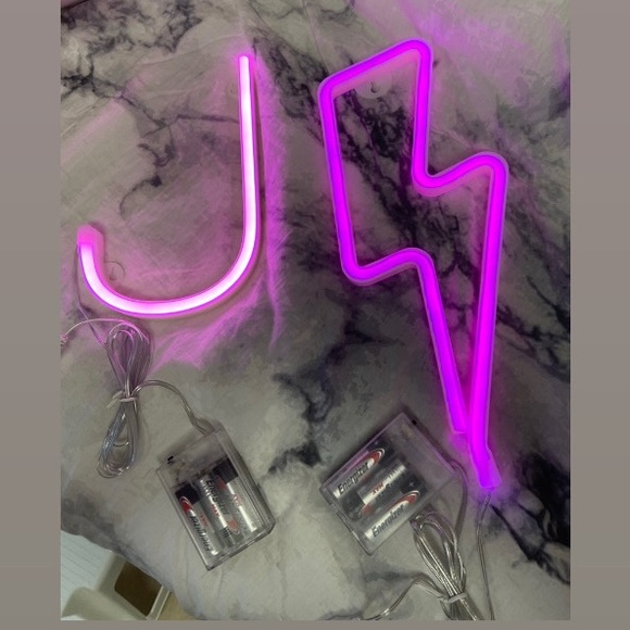 Amazon | Wall Decor | Pink J And Lightning Bolt Led Lights | Poshmark